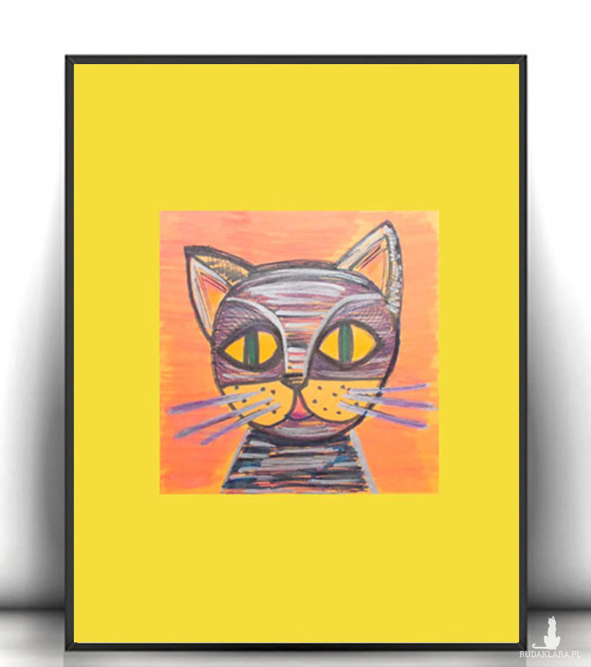 rysunek z kotkiem, mały obrazek z kotem, kot rysunek na ścianę, kotek ...