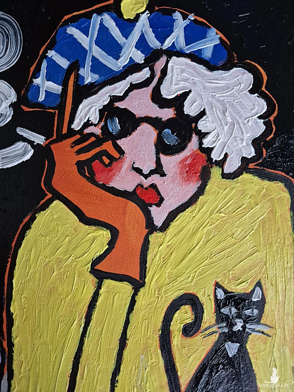 obraz ręcznie malowany sam na sam z noca • Ruda Klara