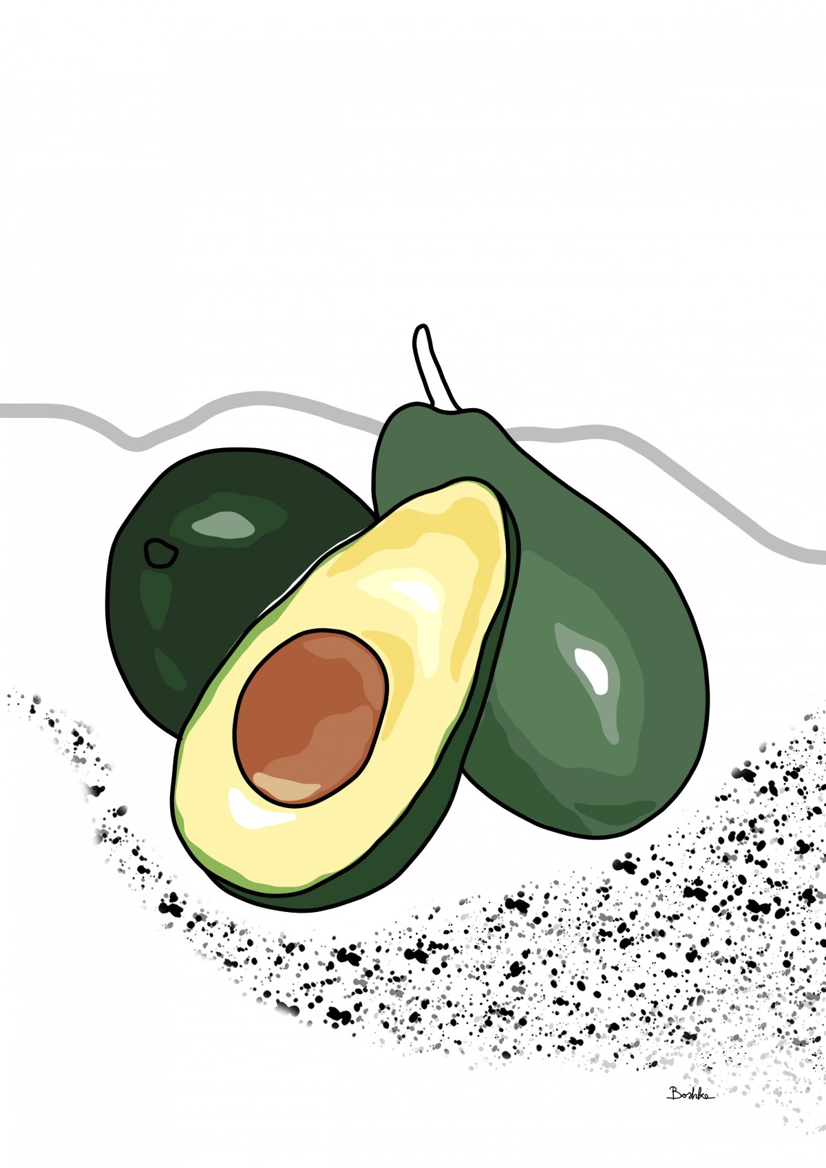 Awokado - grafika do kuchni lub jadalni, plik cyfrowy do pobrania ...